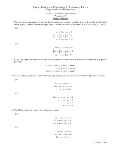 Assignment 3 Pdf System Of Linear Equations Algorithms And Data Structures