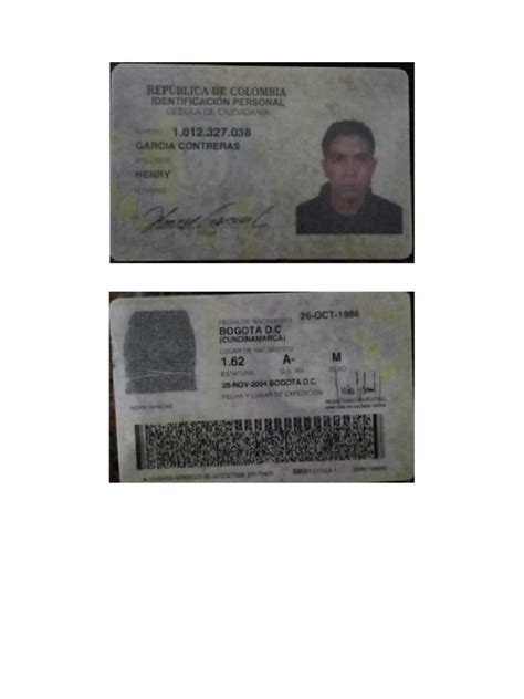 Cedula Henry Y Yeison Pdf