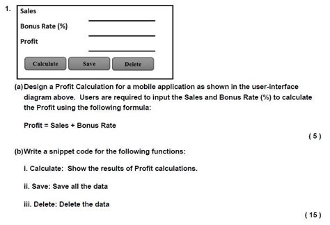 Solved Sales Bonus Rate Profit A Design A Profit Chegg Com