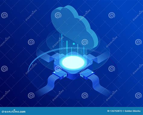 isometric modern cloud technology and networking concept web cloud