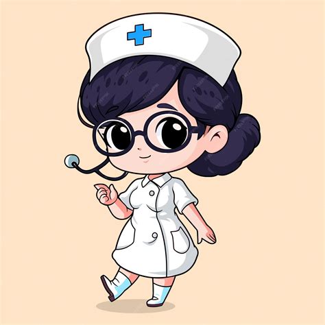 Cute Cartoon Nurse Vector Icon Illustration Premium Vector