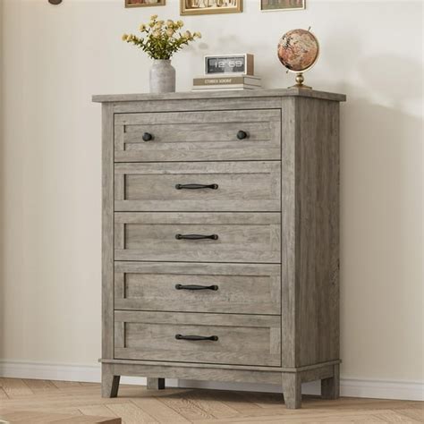 Danolapsi 5 Drawers Dresser 41 Inch Tall Vertical Drawer Dresser With