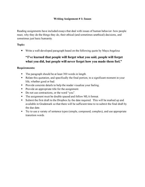Eng 100 Essay Writing Assignment 1 Issues Reading Assignments Have