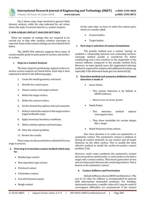 Non Linear Contact Analysis In Ansys Analysis Software Pdf