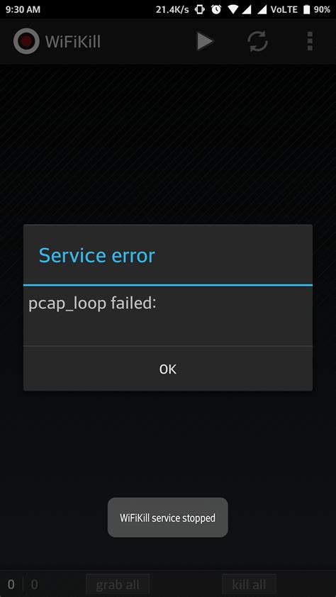 android wifikill is giving pcap loop failed stack overflow