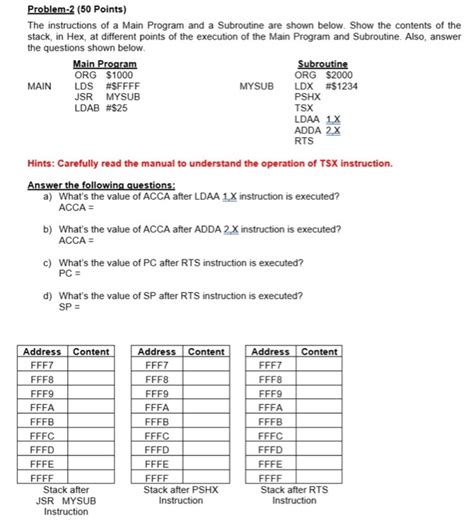 Problem 2 50 Points The Instructions Of A Main