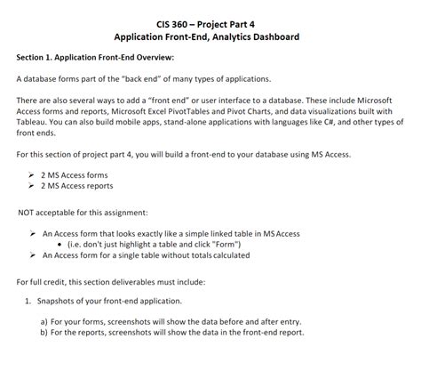 Solved Application Front End Analytics Dashboard Section 1