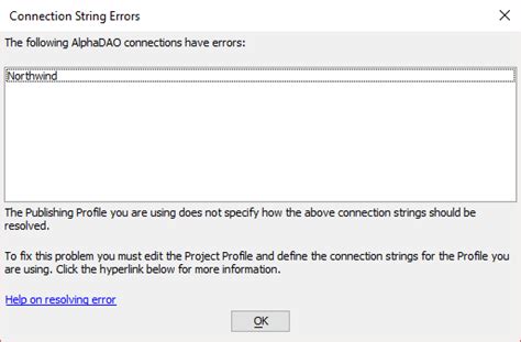 Alpha Anywhere Resolving Connection String Errors
