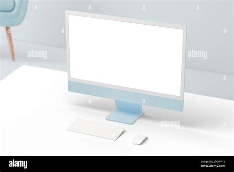 Modern Blue Computer Display With White Screen For App Or Web Page