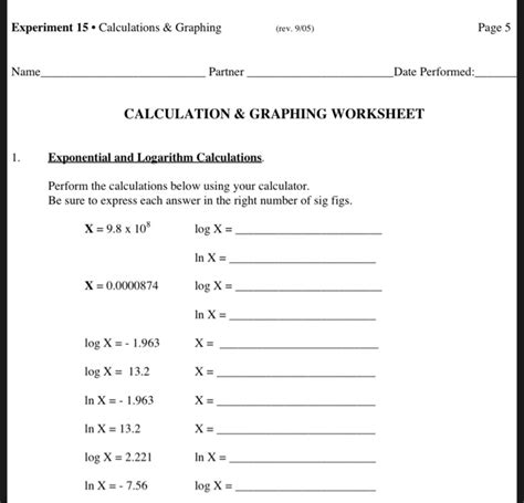 Solved Experiment Calculations Graphing Rev Chegg