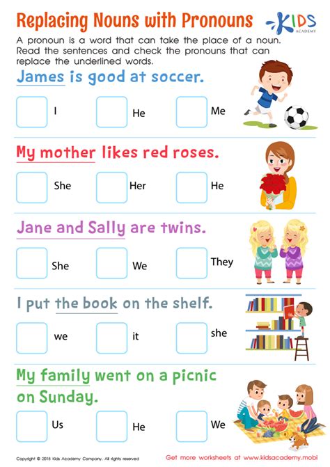 Noun Pronoun Worksheet For Class 1