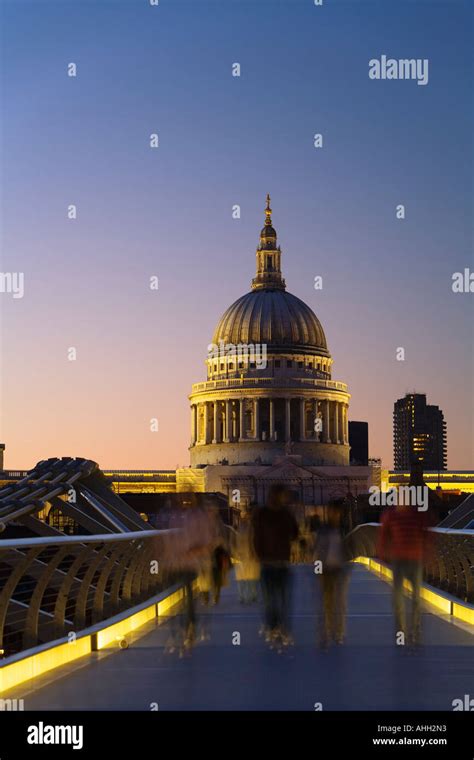 View From Millennium Bridge To St Pauls Cathedral London England