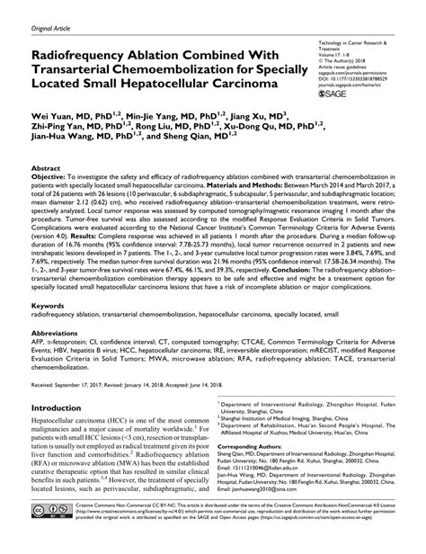 Pdf Radiofrequency Ablation Combined With Transarterial
