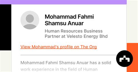 Mohammad Fahmi Shamsu Anuar Human Resources Business Partner At