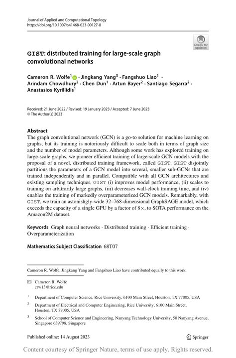 PDF GIST Distributed Training For Large Scale Graph Convolutional