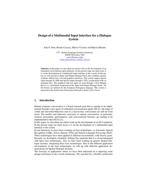 pdf design of a multimodal input interface for a dialogue system