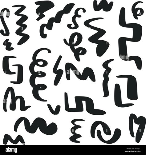 Hand Drawn Set Of Squiggles Ink Doodle Sketch Style Vector Illustration Simple Lines And Curls