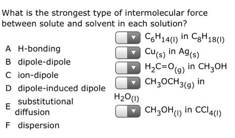 Solved What Is The Strongest Type Of Intermolecular Force