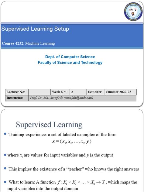 Lecture Slide 02 Supervised Learning Summer 2023 Pdf