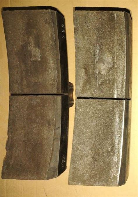 photographs of organic composite brake blocks after testing a made of