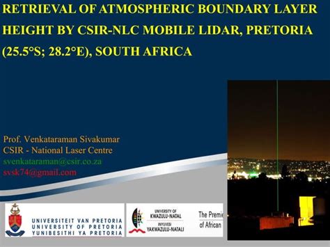 Retrieval Of Atmospheric Boundary Layer Height By Csir Nlc Mobile Lidar Pretoria 255° S 282