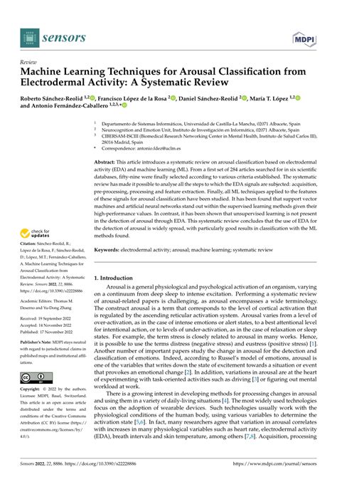 Pdf Machine Learning Techniques For Arousal Classification From Electrodermal Activity A