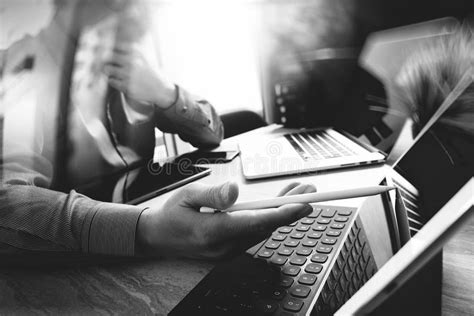 Outsource Developer Working On Marble Desk Working Laptop Computer Mobile Application Software