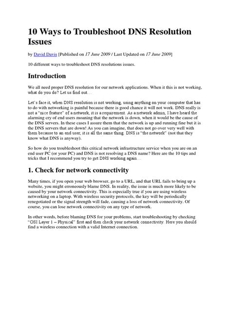 10 Ways To Troubleshoot Dns Resolution Issues Pdf Domain Name System Ip Address