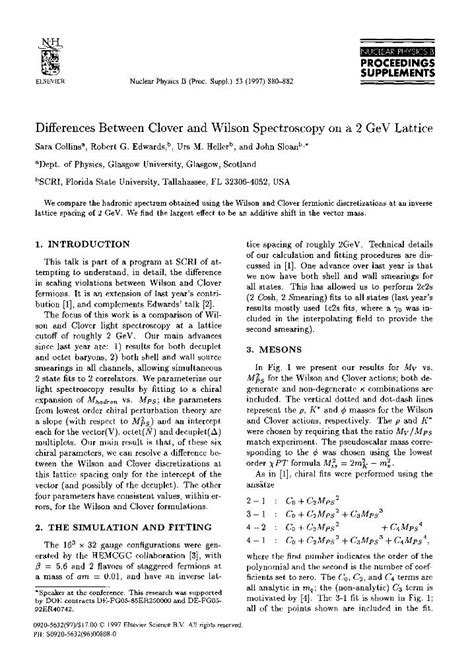 Pdf Differences Between Clover And Wilson Spectroscopy On A 2 Gev