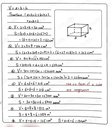 solved cuboid volume surface area [math]