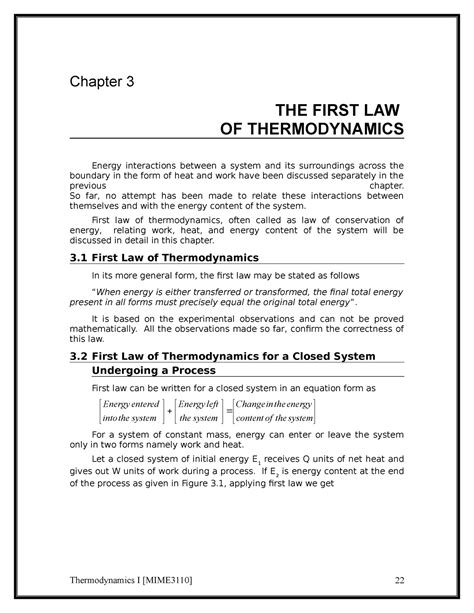Chapter 3 Thermodynamics Final Chapter 3 The First Law Of