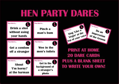 Hen Party Dares Print At Home Printable Hen Party Games