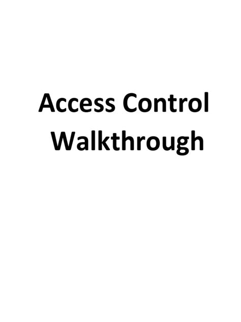 Access Control Walkthrough Pdf
