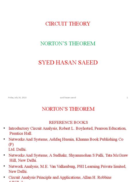 Nortons Theorem Pdf Network Analysis Electrical Circuits Electrical Network