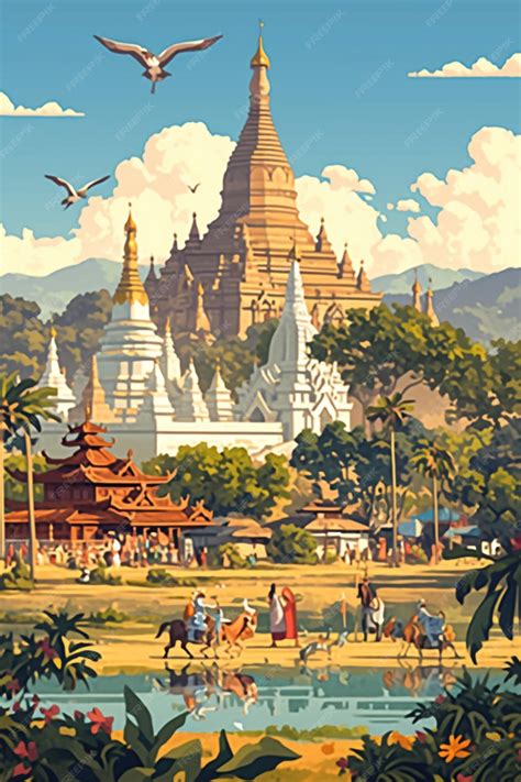 Traditional Motifs Of Bagan Myanmar Premium Ai Generated Vector