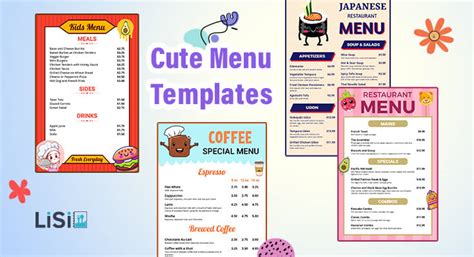 Cute Menu Templates Free Customizable Downloadable