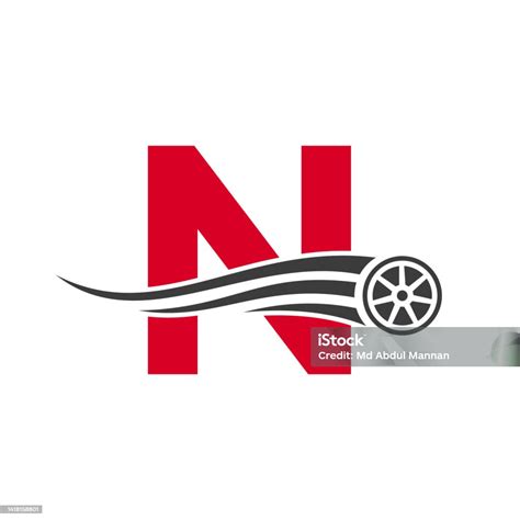 스포츠 자동차 편지 N 자동차 자동차 수리 로고 디자인 개념 운송 타이어 아이콘 벡터 템플릿 Brand Name Domestic Car에 대한 스톡 벡터 아트 및 기타