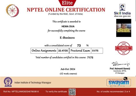 hema dua on linkedin ebusiness mis nptel top1percent top5percent