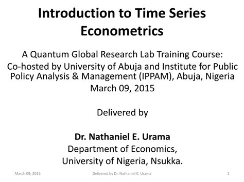 Pdf Practical Training On Introductory Time Series Econometrics