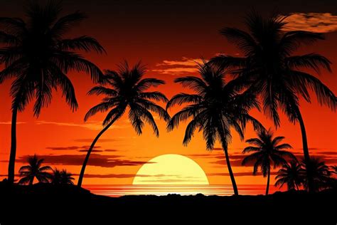 Premium Photo Tropical Beach Sunset Silhouettes