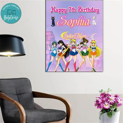 Sailor Moon Birthday Welcome Sign Digital File Printable Diy Bobotemp