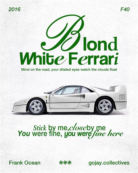 Frank Ocean White Ferrari Typography Music Poster Design Poster