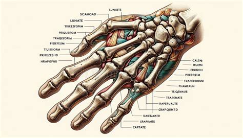 Anatomical Diagram Of A Human Hand Skeleton Stock Illustration