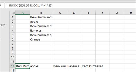 Excel How To Transpose A Column Of Data Into A Row Using A Formula And