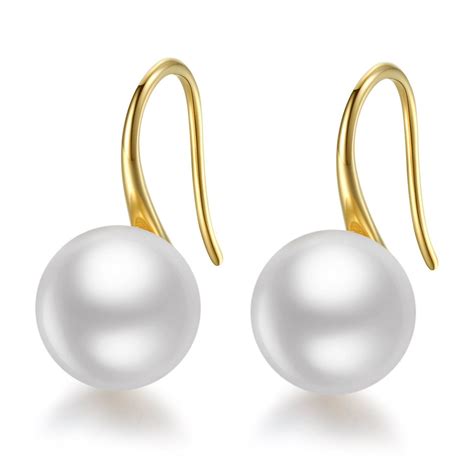 Pearl Earrings For Women 925 Sterling Silver Freshwater Cultured Pearl Drop Dangle Hook Earring