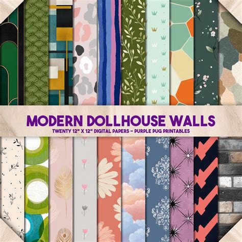 Modern Dollhouse Wallpaper Etsy