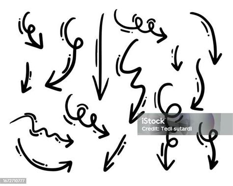 손으로 그린 화살표는 흰색 배경에 분리되어 있습니다 벡터 그림입니다 검은색에 대한 스톡 벡터 아트 및 기타 이미지 검은색