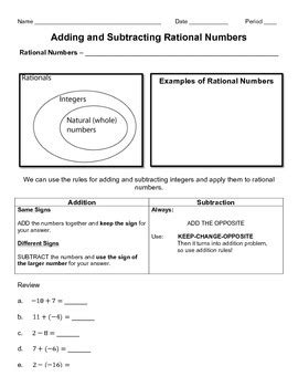 Adding And Subtracting Rational Numbers Complete Lesson TpT