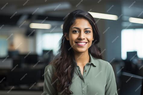 Premium Ai Image Indian Female Software Engineer Smiling At The