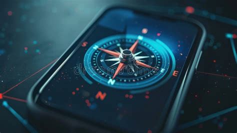 A Clean And Modern Digital Interface Displaying A Compass App Stock Illustration Illustration